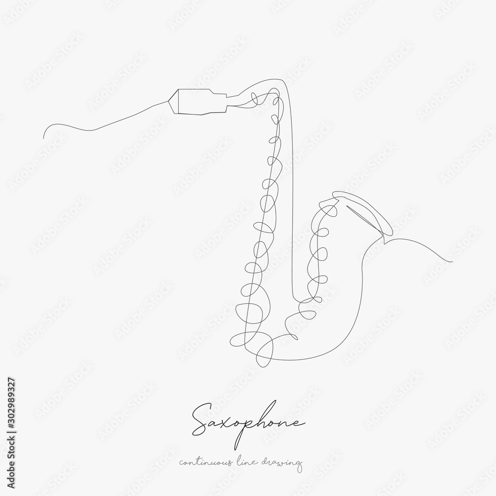 continuous line drawing. saxophone. simple vector illustration ...