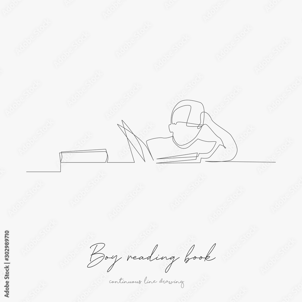 Boy Reading A Book Drawing