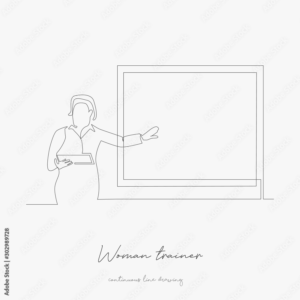 continuous line drawing. woman trainer. simple vector illustration ...