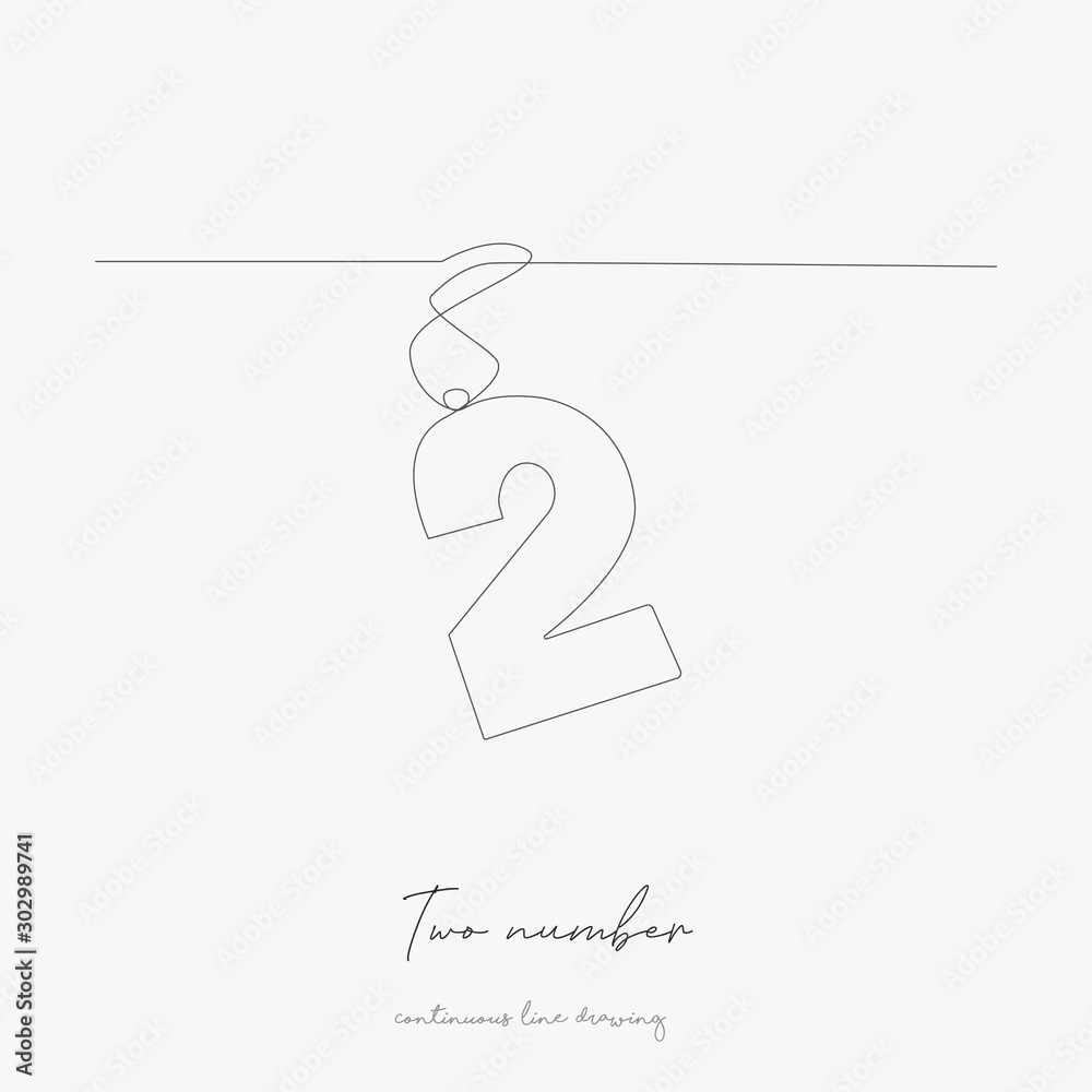 continuous line drawing. two number. simple vector illustration. two ...