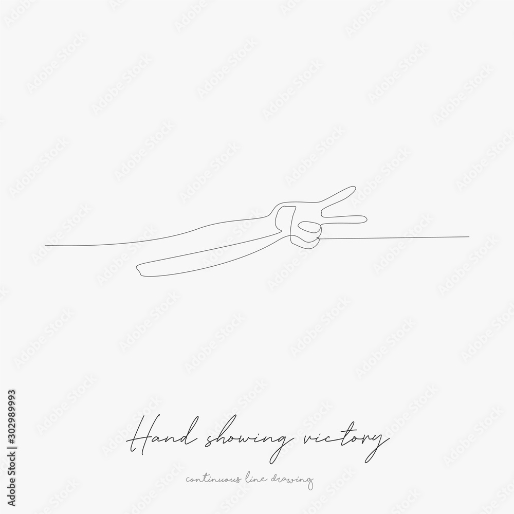 continuous line drawing. hand showing victory. simple vector ...