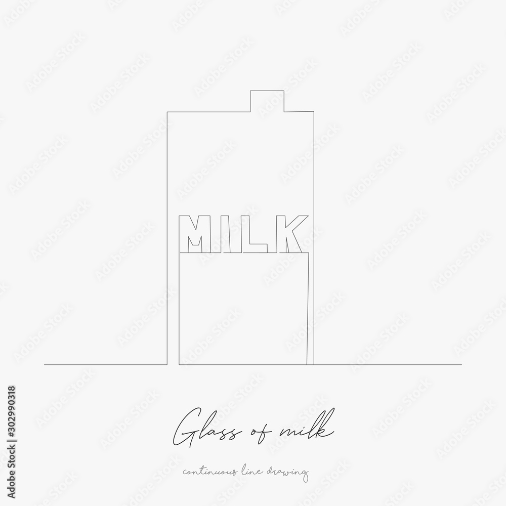 continuous line drawing. glass of milk. simple vector illustration ...