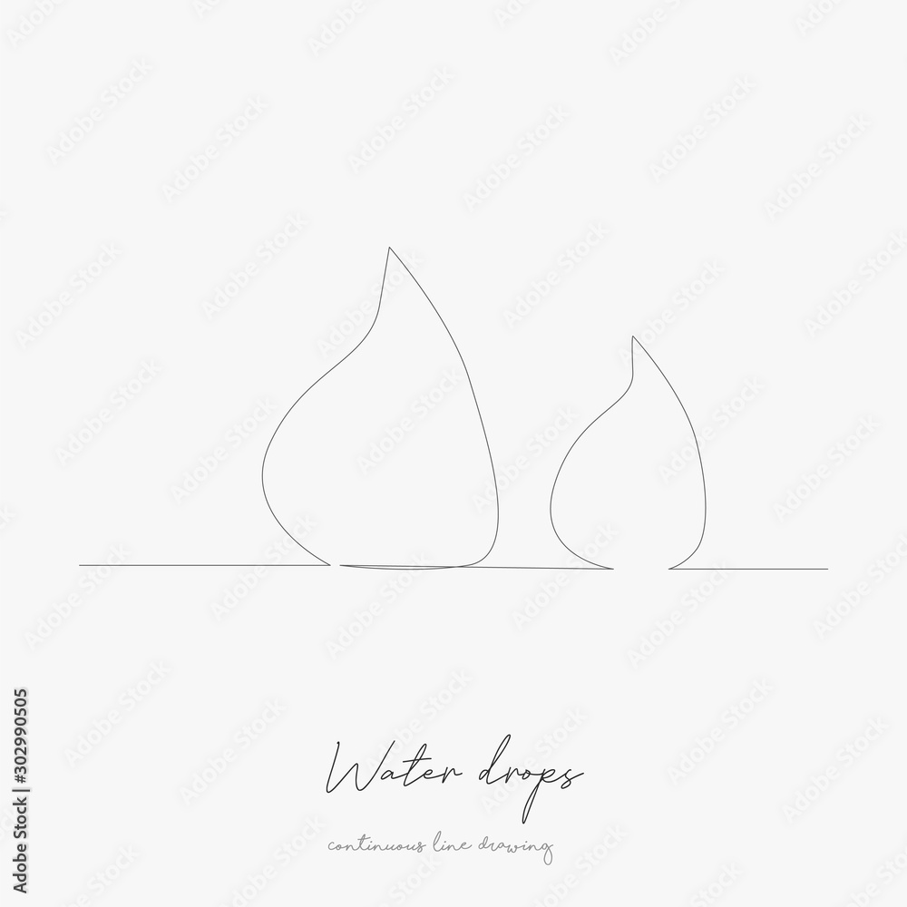 continuous line drawing. water drops. simple vector illustration. water ...