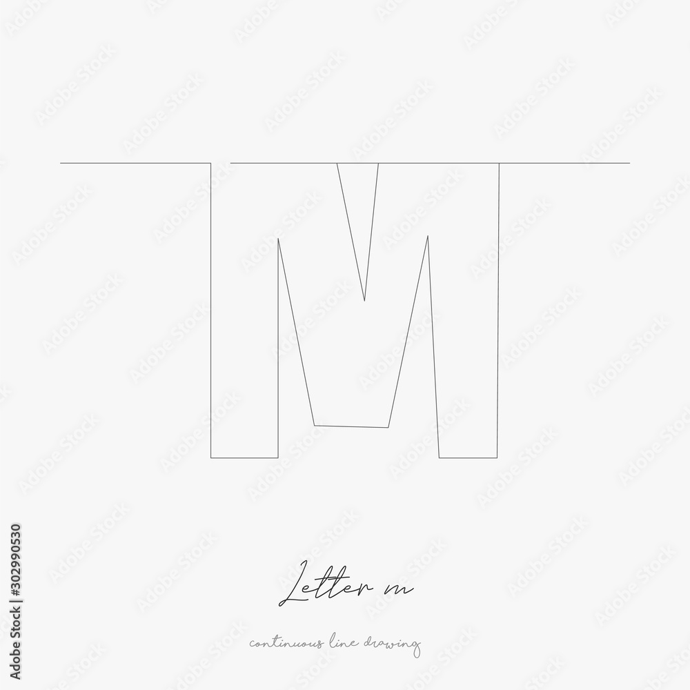 continuous line drawing. letter m. simple vector illustration. letter m ...
