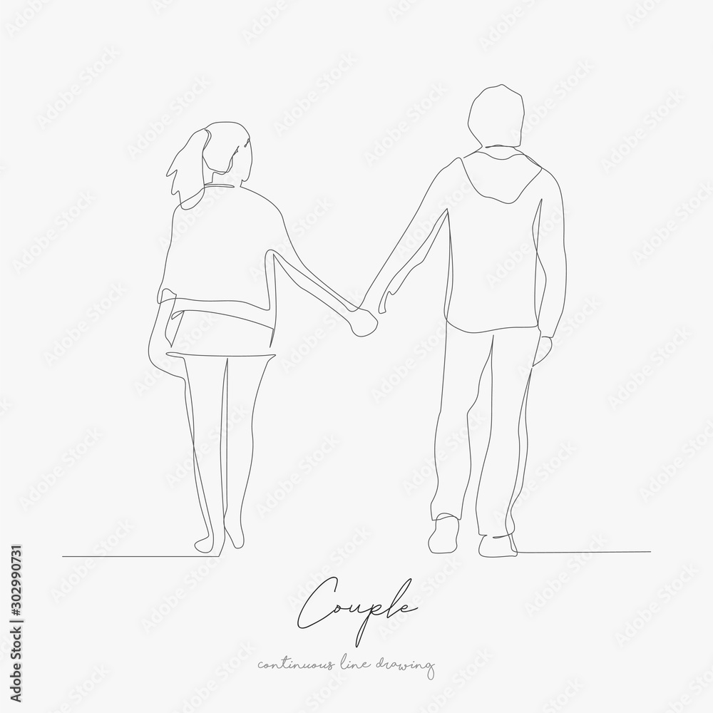 Continuous Line Drawing Couple Simple Vector Illustration Couple
