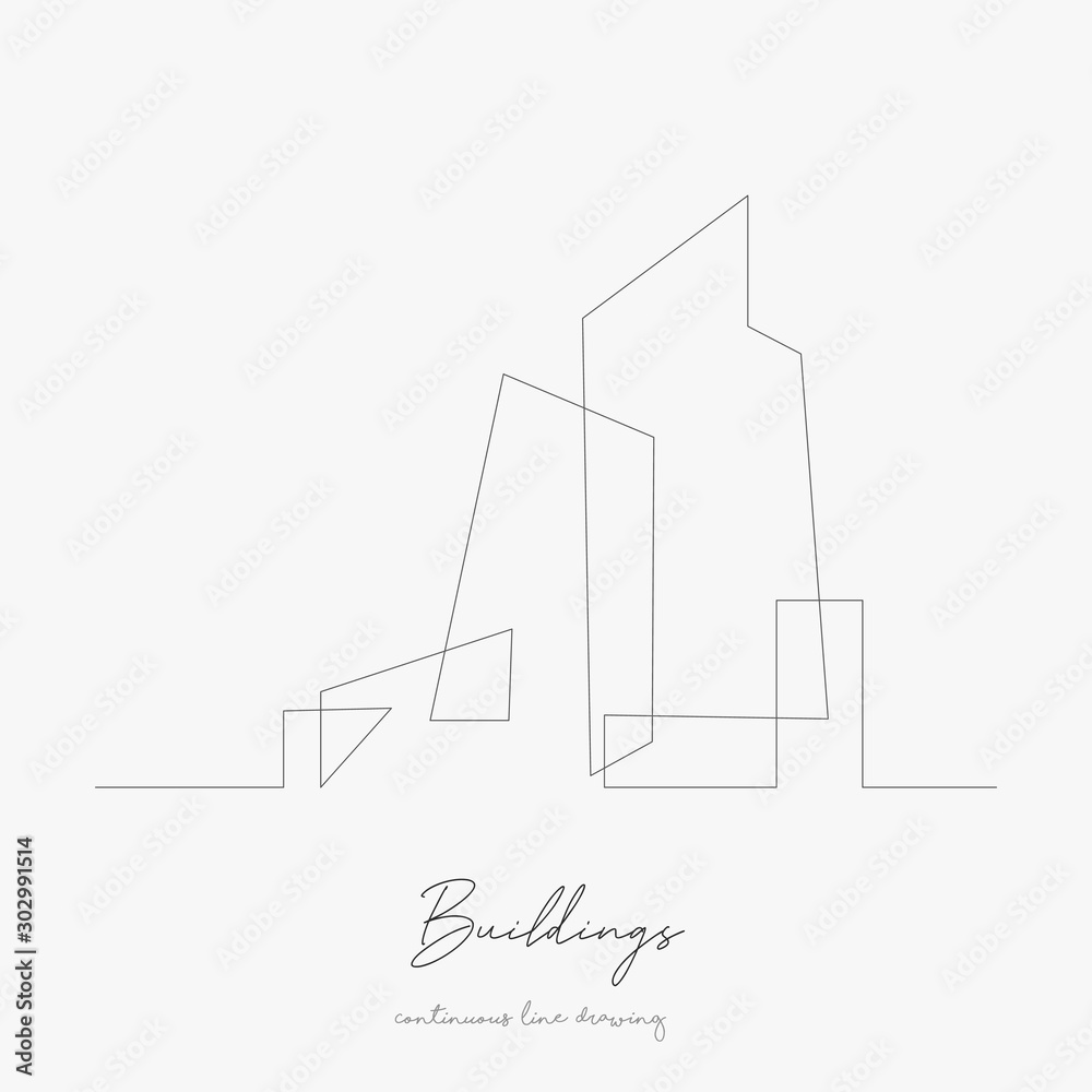 continuous line drawing. buildings. simple vector illustration ...