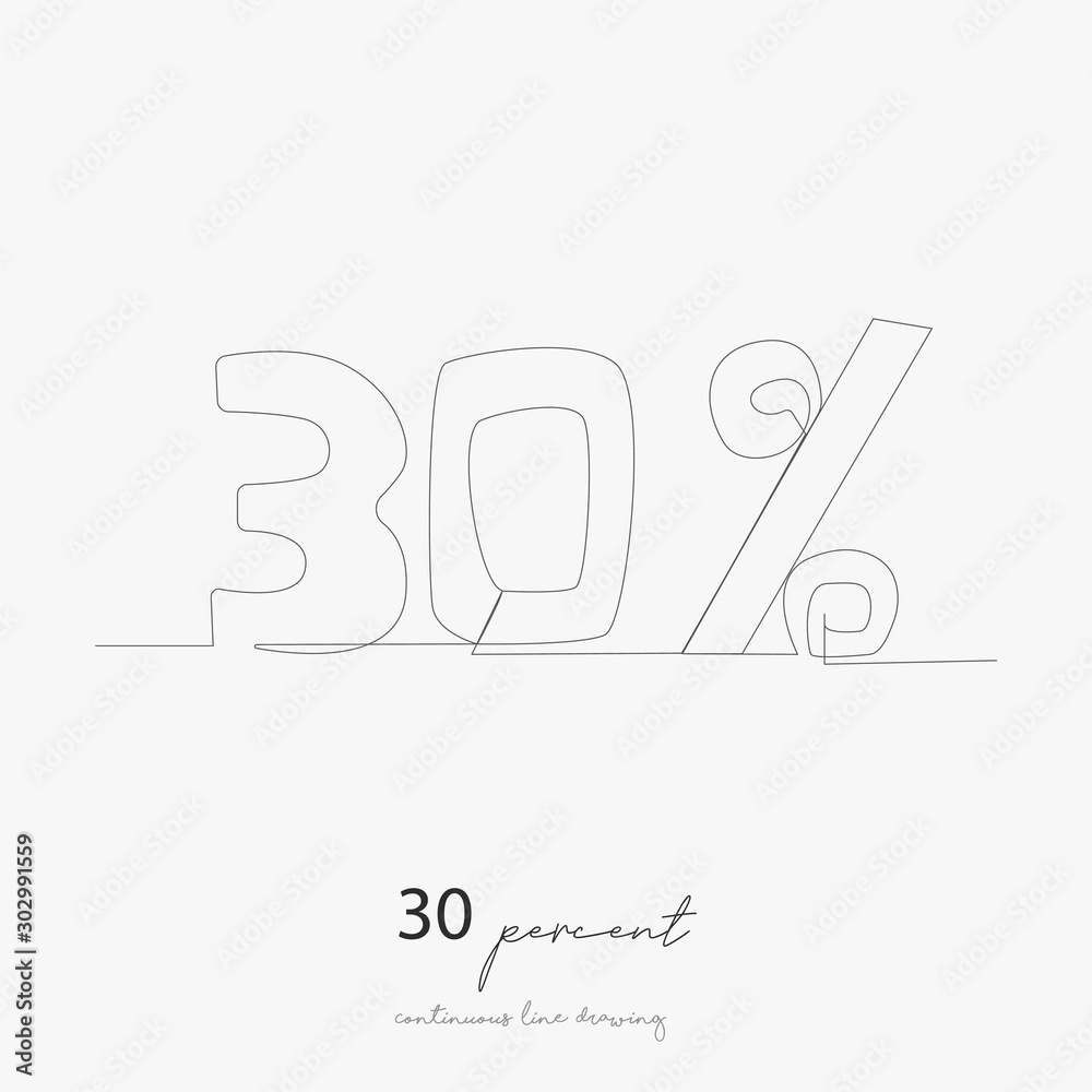 continuous line drawing. 30 percent. simple vector illustration. 30 ...