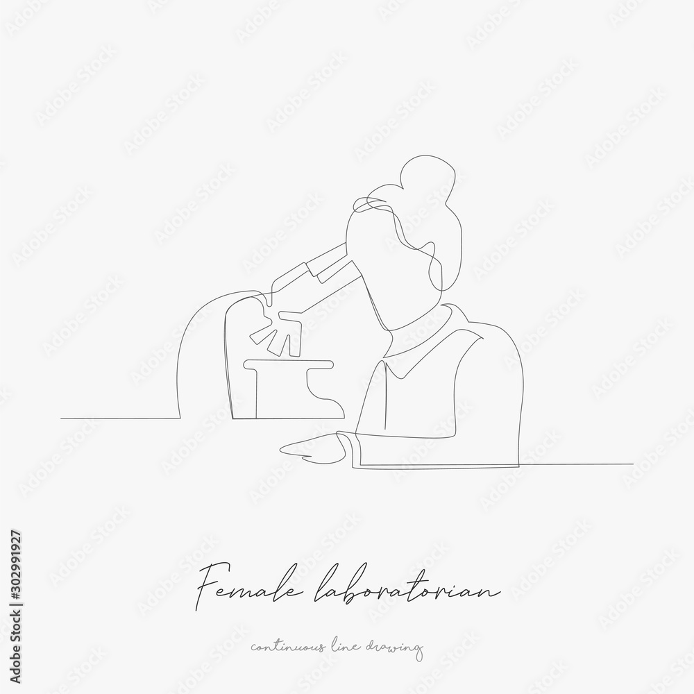continuous line drawing. female laboratorian. simple vector ...