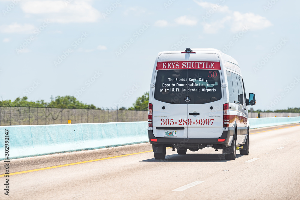 Key Largo, USA - April 30, 2018: Keys Shuttle truck car on overseas ...