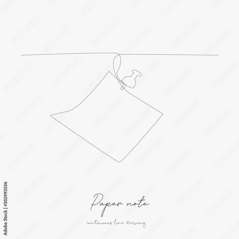 continuous line drawing. paper note. simple vector illustration. paper ...