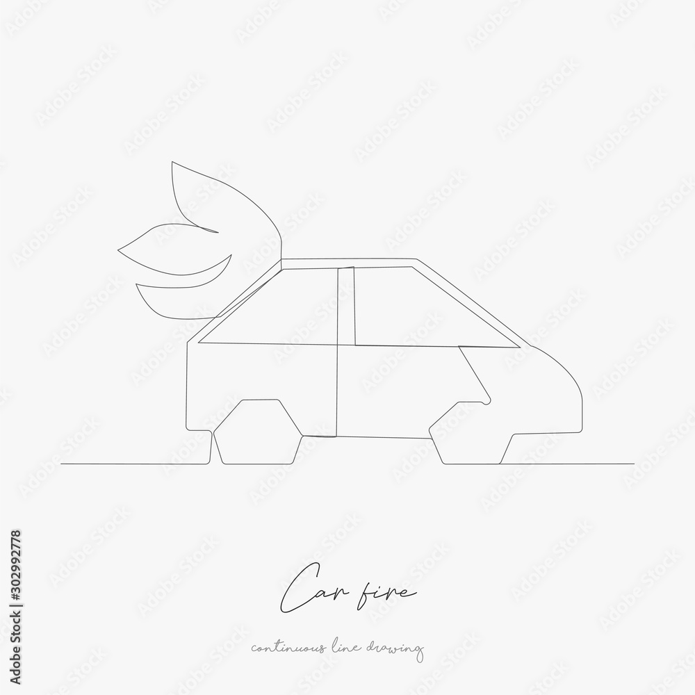 continuous line drawing. car fire. simple vector illustration. car fire ...