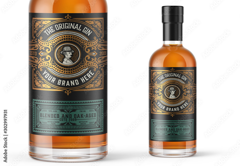 Vintage-Style Bottle Label Layout Stock Template | Adobe Stock
