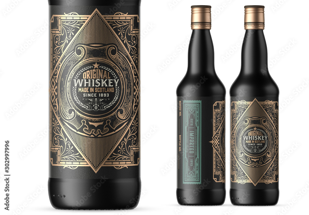 Vintage-Style Bottle Label Layout Stock Template | Adobe Stock