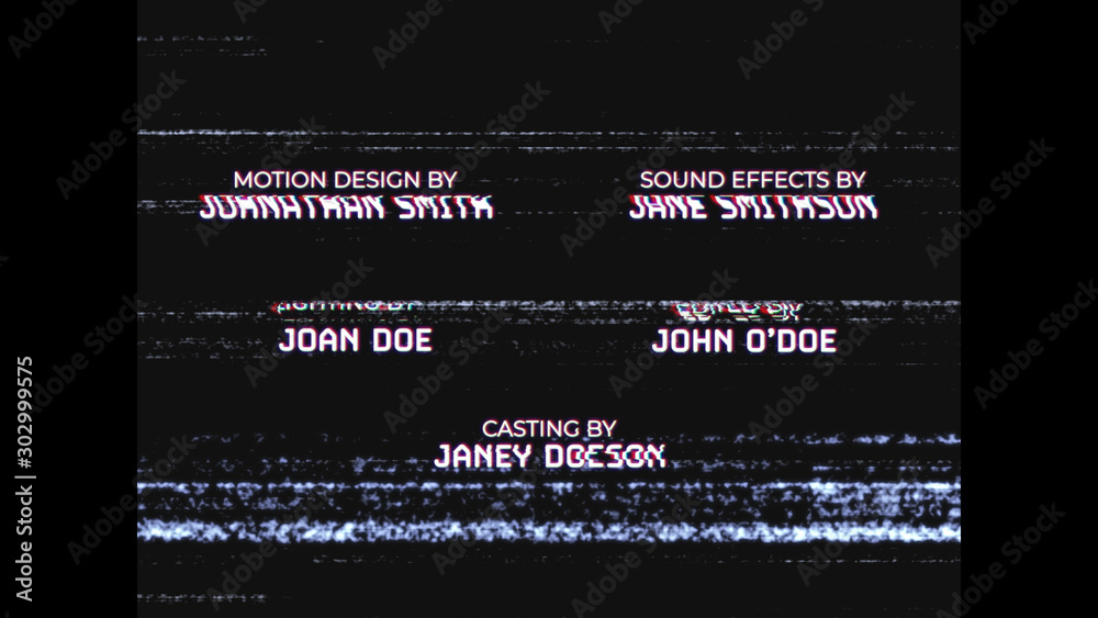 VHS Glitch End Credits Stock Template | Adobe Stock