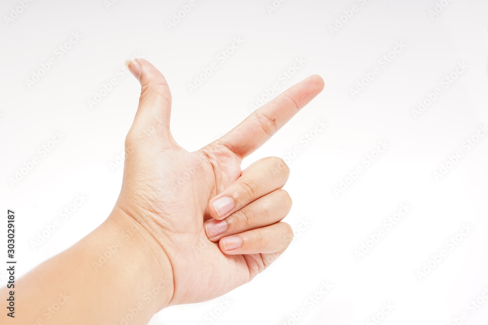 Hand sign language L letter - isolated white background - finger and ...