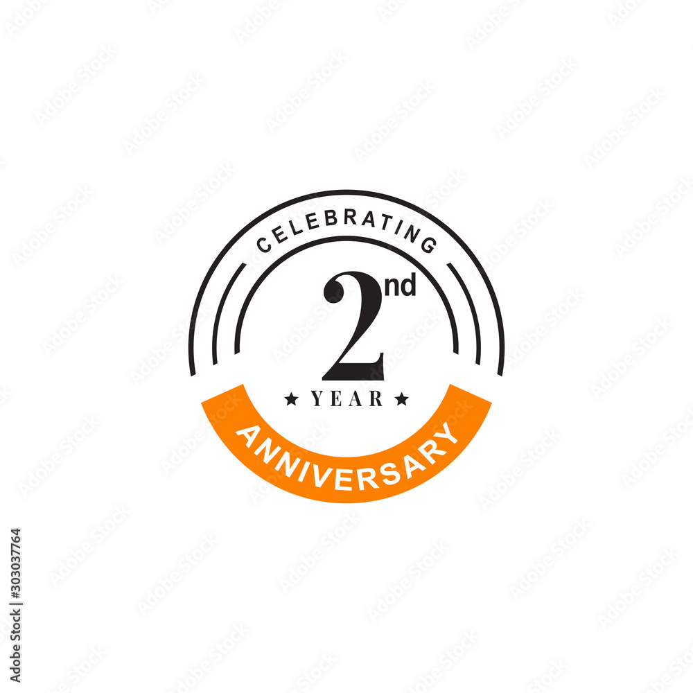2nd year celebrating anniversary emblem logo design Stock Vector ...