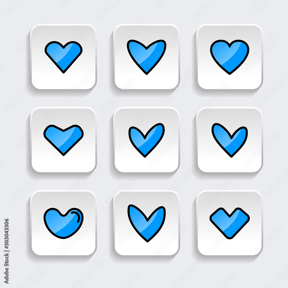 Set of Heart icon. symbol of love or favorite with trendy filled line ...