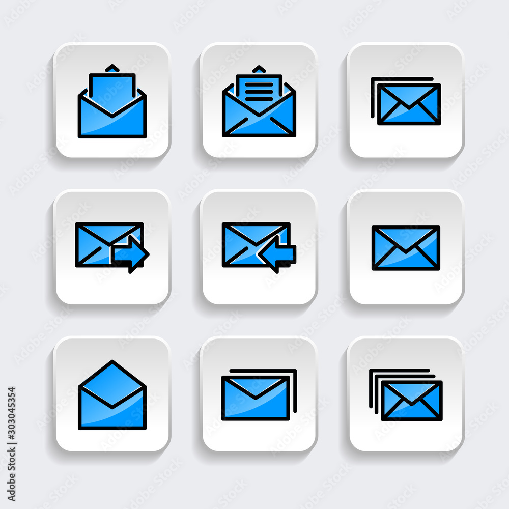 Set of Mail icon with trendy filled line style icon for web, logo, app ...