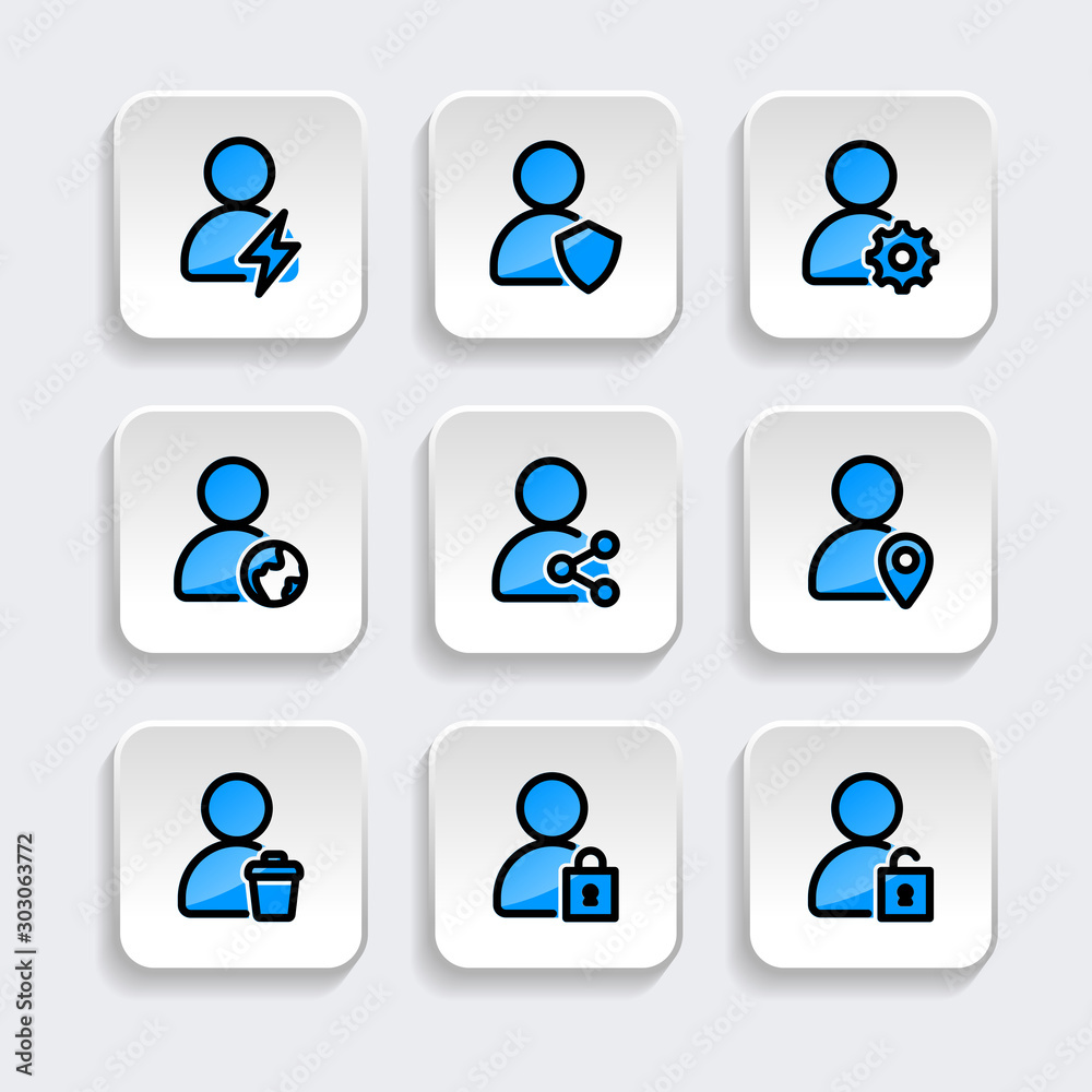 Set of User icon. symbol of business people with trendy flat style icon ...