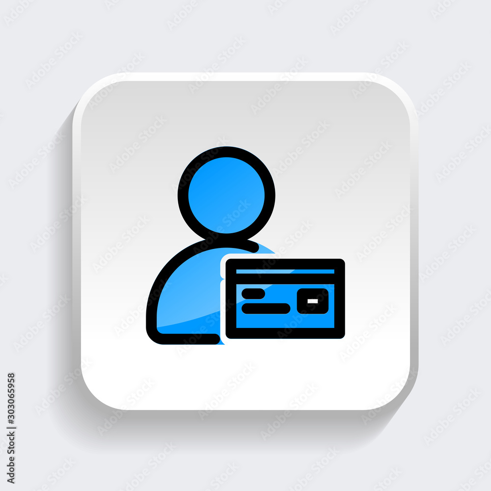 User with credit card icon. symbol of business people with trendy flat ...