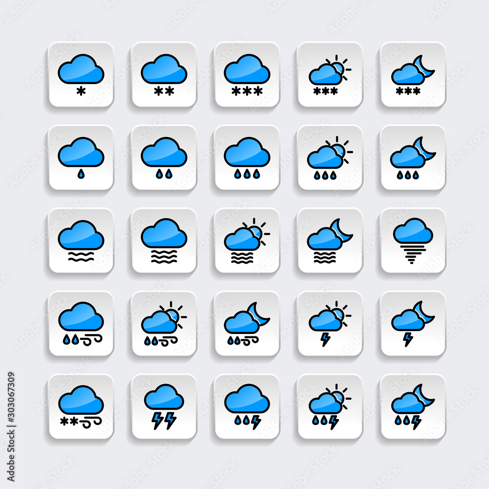 Set of Weather icon with trendy filled line style icon for web, logo ...