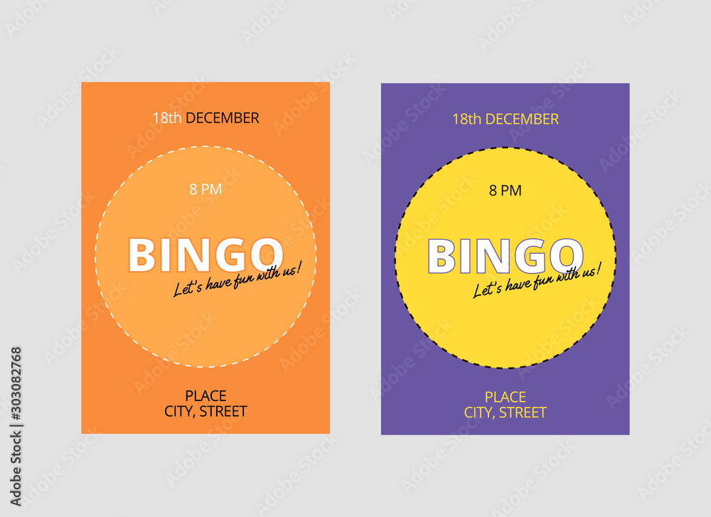 Set of clean bingo posters with colorful backgrounds. Bright vector ...