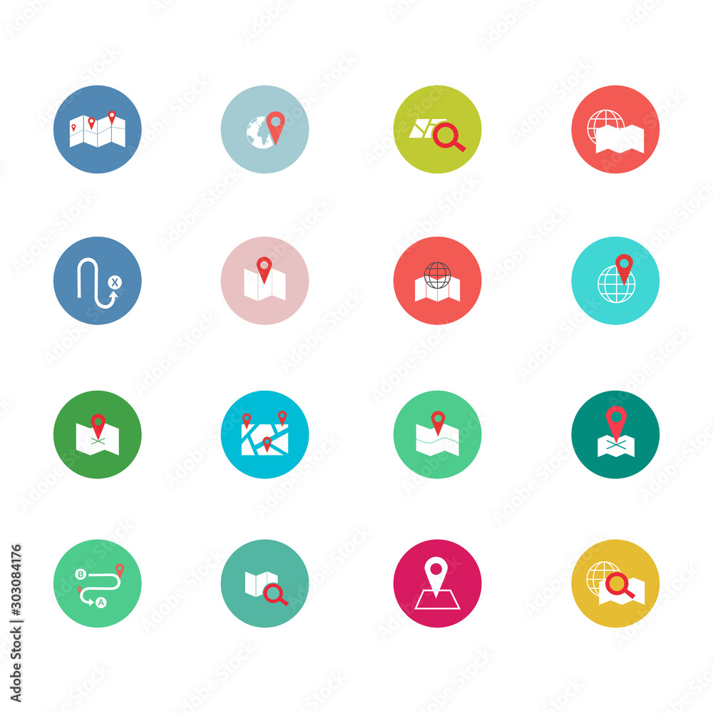 Navigation Related Vector Icon set. Contains such Icons as World Map ...