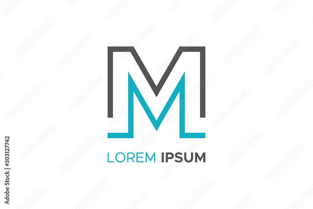 Simple Flat Line Letter M Logo Concept Design Template Element. Vector ...