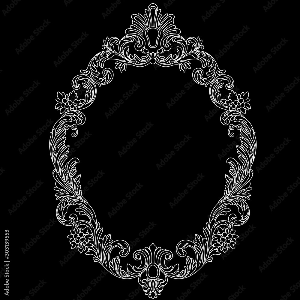 Vintage oval pattern frame in old style. Vector.Vintage oval pattern ...