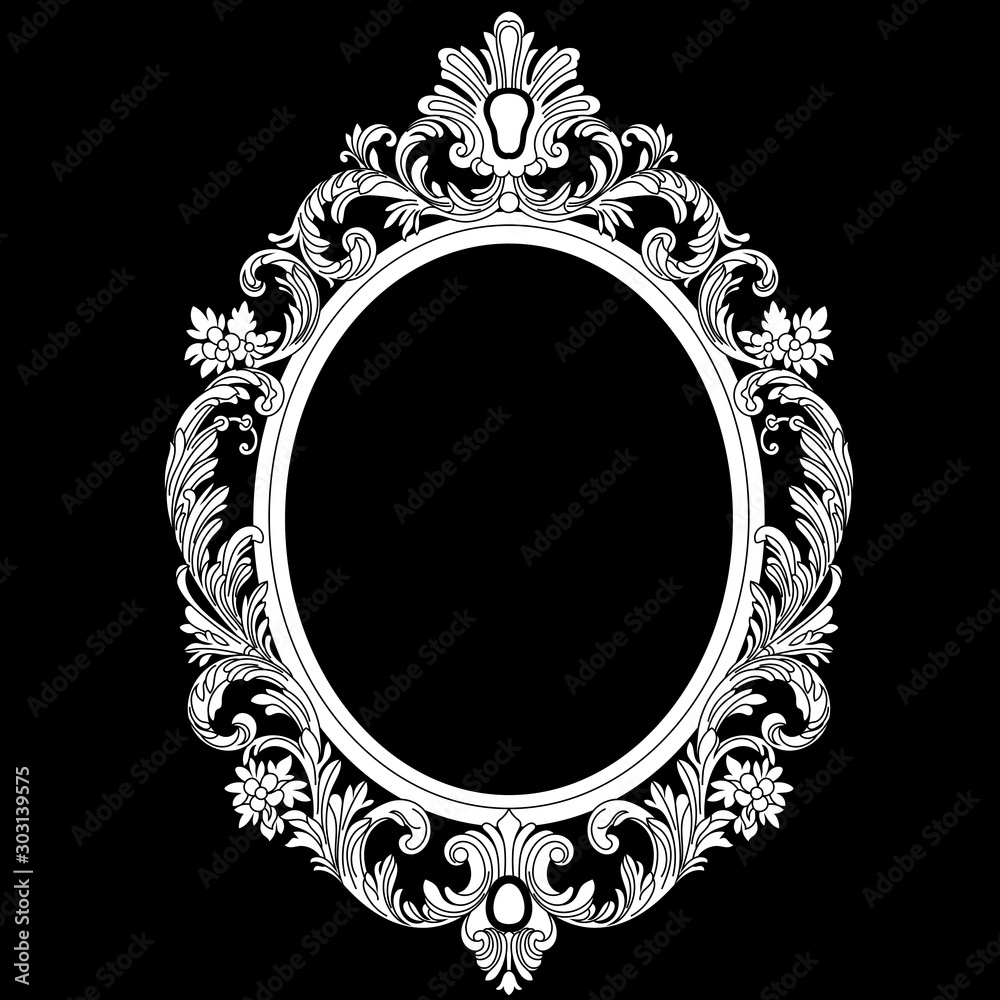 Vintage oval pattern frame in old style. Vector.Vintage oval pattern ...