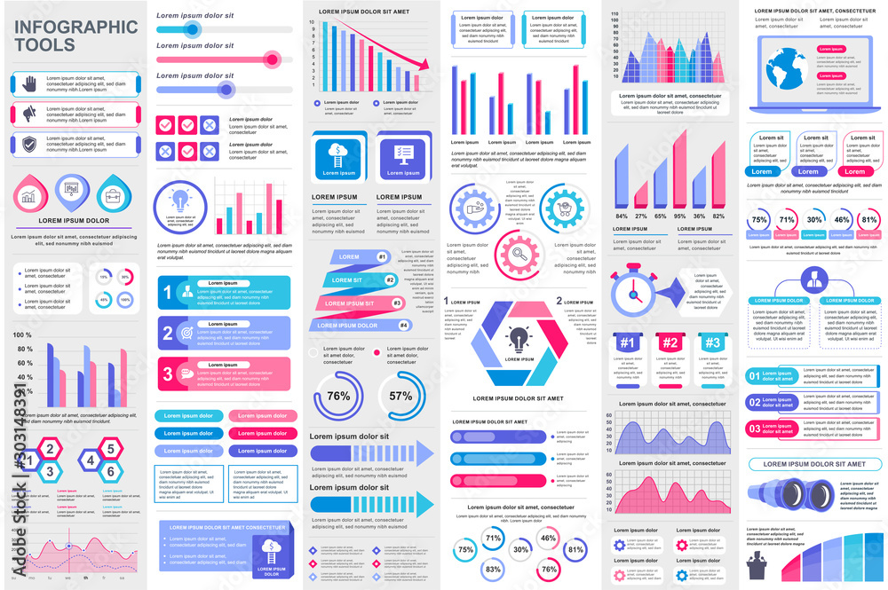 Bundle infographic elements data visualization vector design template ...
