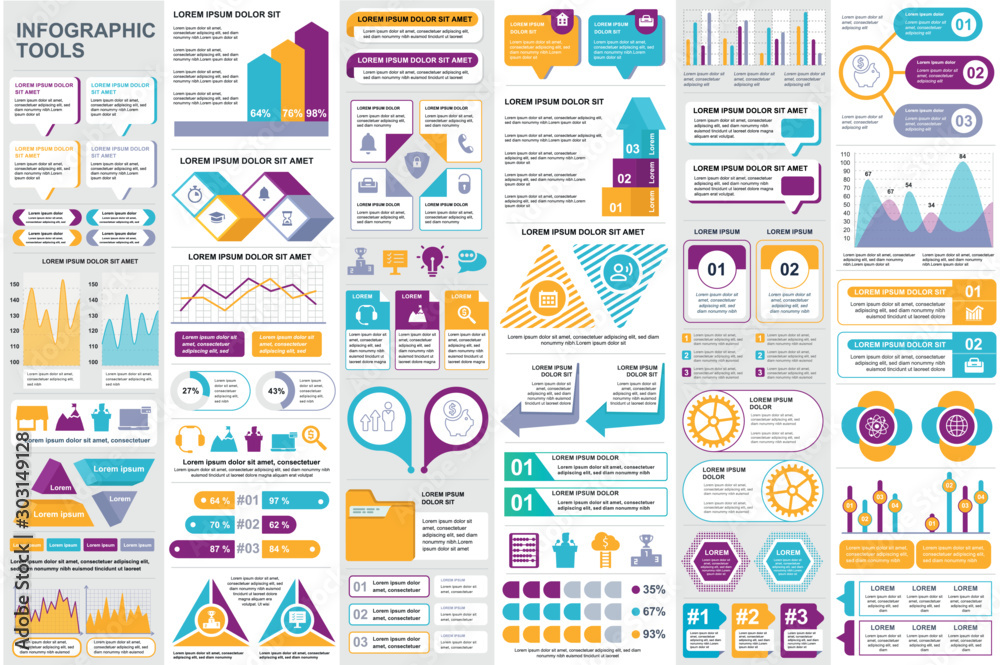 Bundle infographic elements data visualization vector design template ...