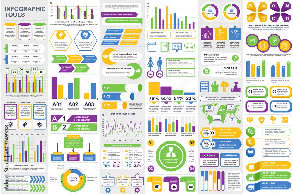 Bundle infographic elements data visualization vector design template ...