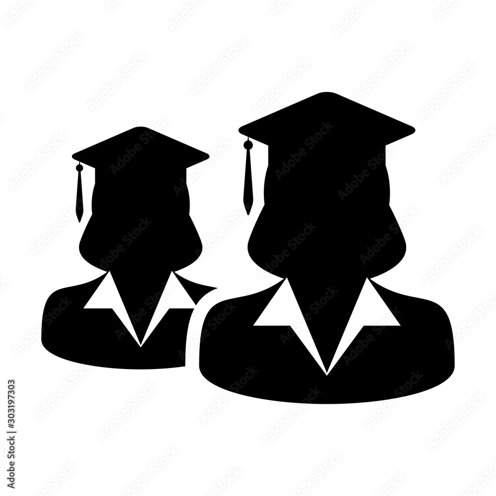 School icon vector female group of students person profile avatar with ...