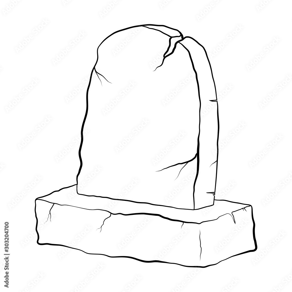 Grave outline cartoon design with cracks for halloween coloring book ...