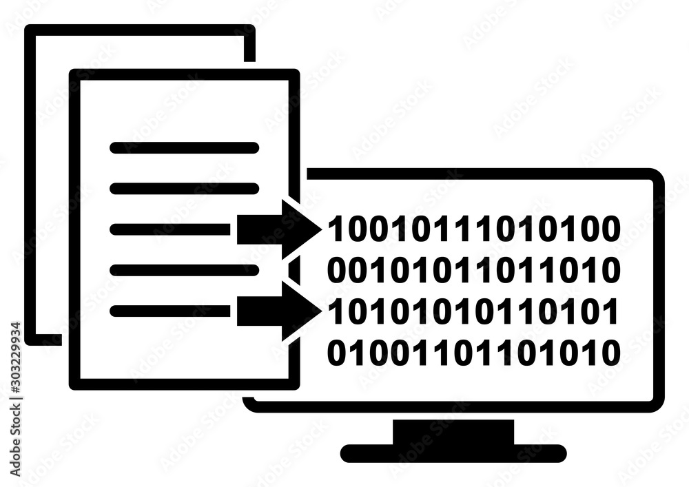 gz589 GrafikZeichnung - german: Digitalisierung Symbol. english ...