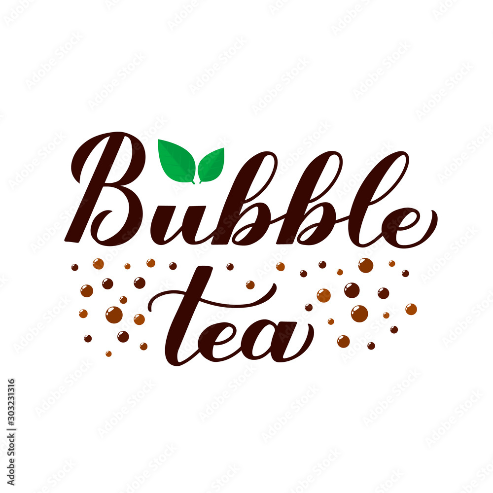 Bubble Tea calligraphy hand lettering isolated on white background ...