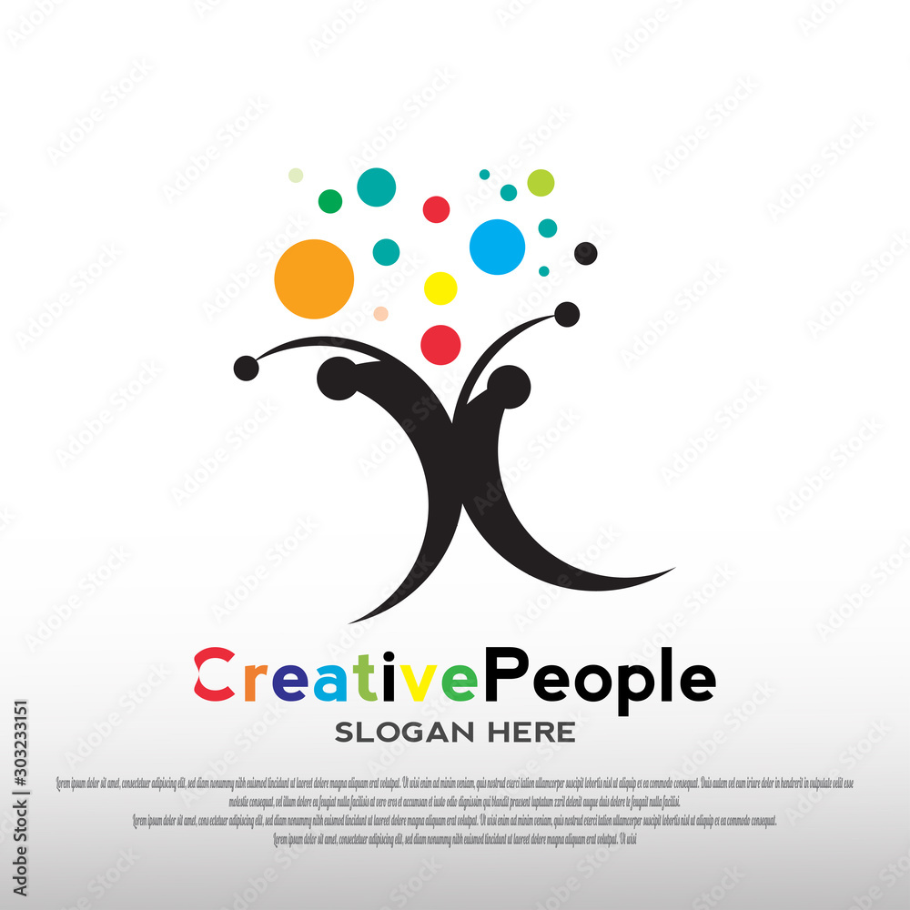 Creative people logo design ideas with the concept of abstract people ...