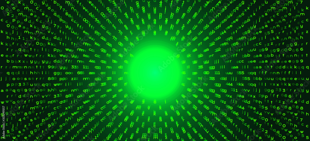 Abstract Green Background With Binary Code Numbers Data Breach Malware Cyber Attack Hacking