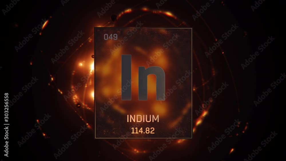 Indium as Element 49 of the Periodic Table. Seamlessly looping 3D ...