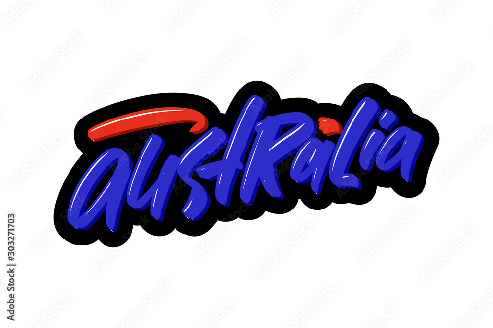 Australia hand drawn modern brush lettering. Vector illustration logo ...