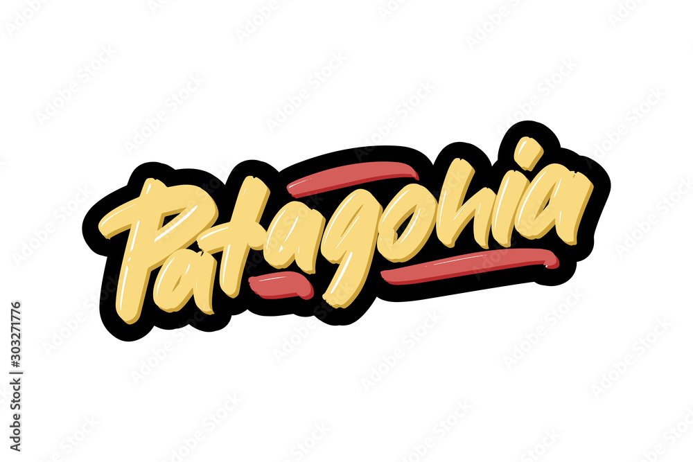 Patagonia hand drawn modern brush lettering. Vector illustration logo ...