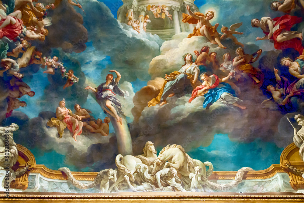 VERSAILLES PARIS, FRANCE - December 30 : Ceiling painting in Hercules ...