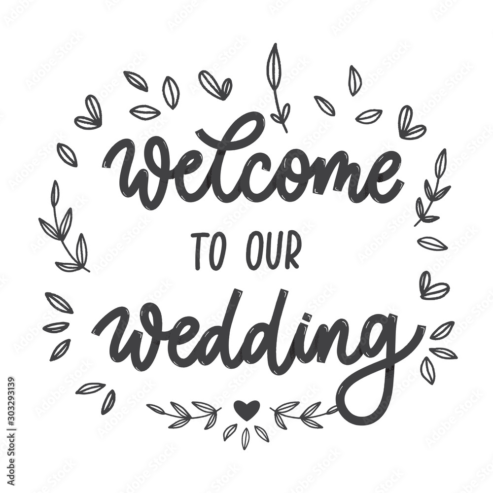 Welcome to our wedding lettering emblem. Hand crafted design elements ...