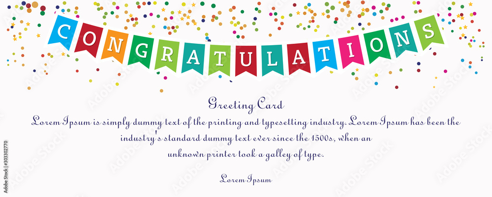 Congratulations card with bunting flags - vector. Greeting card or web ...