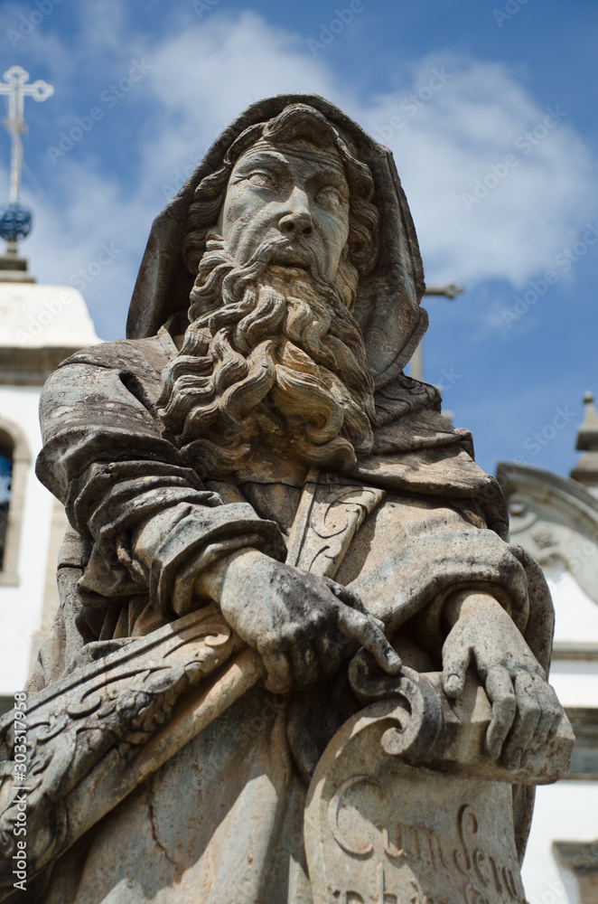 Prophet Isaiah sculpture made by Aleijadinho in Santuário do Bom Jesus ...