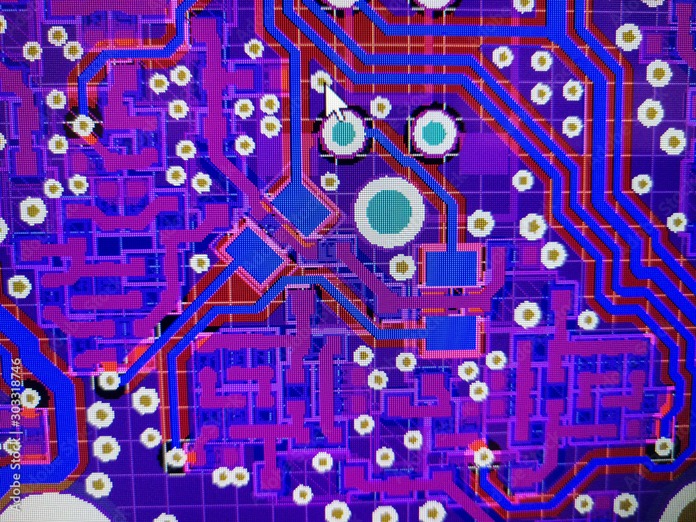 Abstract view of PCB design from computer screen Stock Photo | Adobe Stock