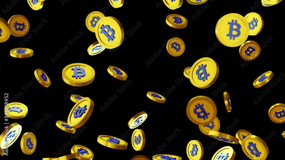 BitCoin falling from top wonderful animation Alpha Channel transparent ...