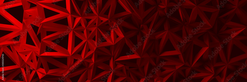 3d ILLUSTRATION, of RED abstract crystal background, triangular texture ...