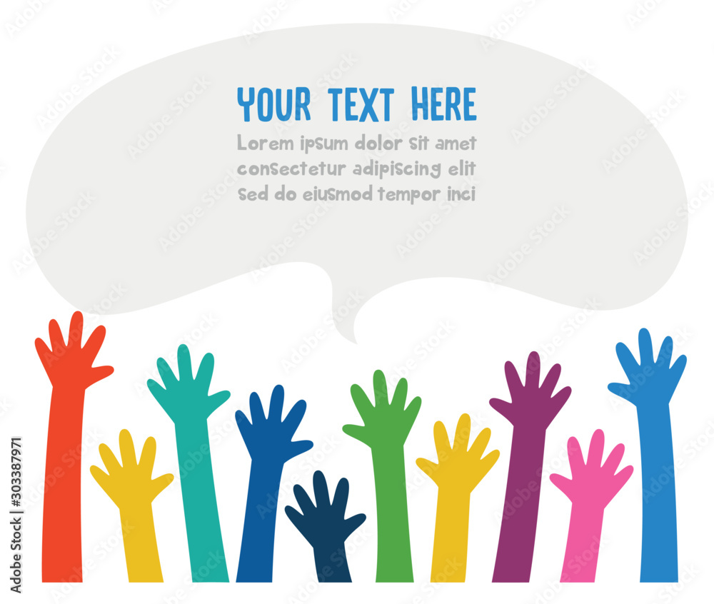 Raised Hands Of Happy People Celebrating Stock Vector | Adobe Stock